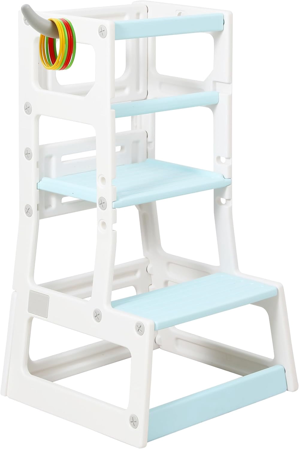 Adjustable Height Kids Kitchen Step Stool with Removable Safety Rails ...