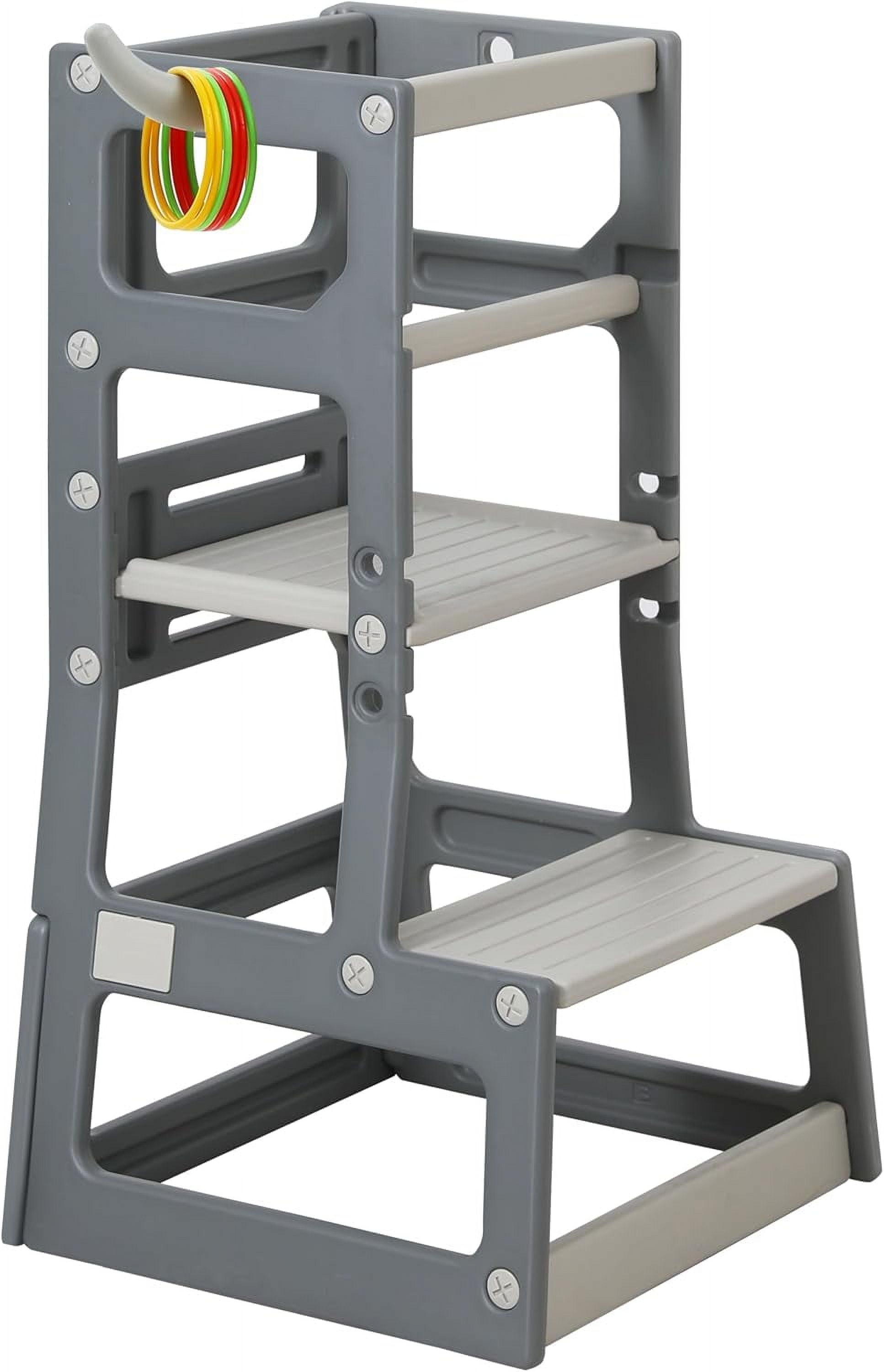 Adjustable Height Kids Kitchen Step Stool with Removable Safety Rails ...