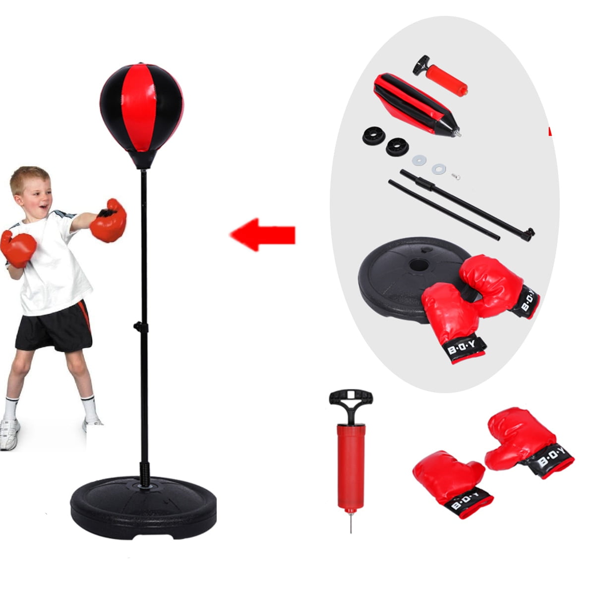 Adjustable Height Children's Indoor Boxing Stand Kit with Inflatable ...
