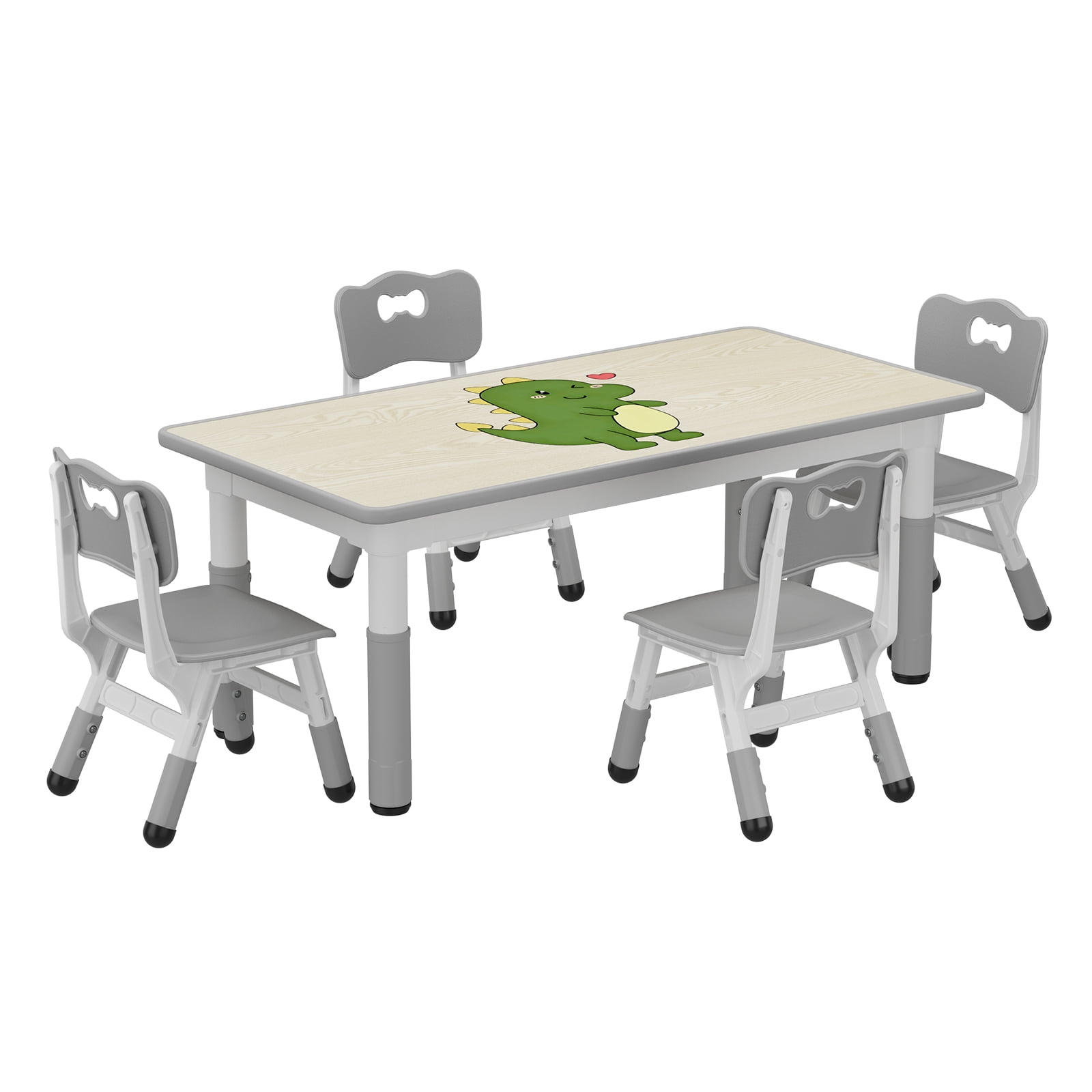 Adjustable Height Kids Table & 4 Chairs Set – Graffiti Design, Non-Slip ...