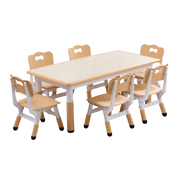 Adjustable Height Kids Table and 6 Chairs Set - Study & Activity Desk ...