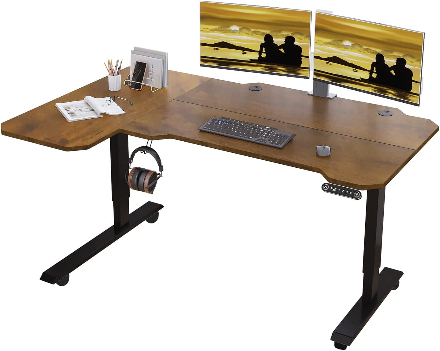 Adjustable Height L-Shaped 59 Inch Electric Standing Desk - Sit Stand ...