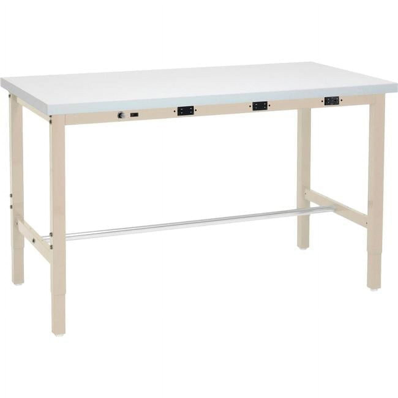 Adjustable Height Lab Workbench with Power Apron, Laminate Square Edge ...