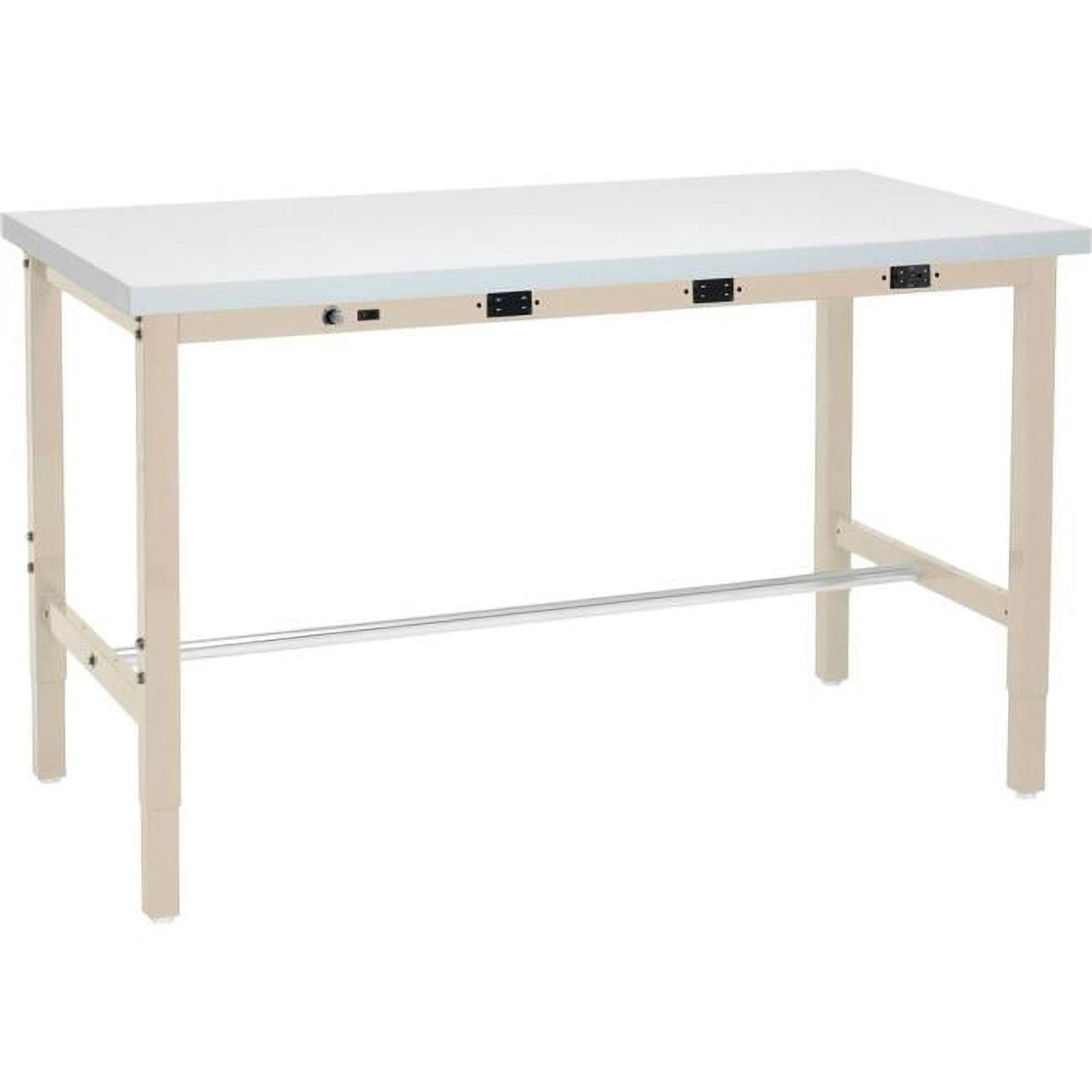 Adjustable Height Lab Workbench with Power Apron, Laminate Square Edge ...