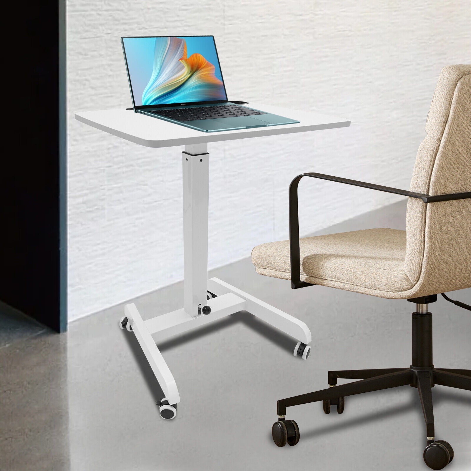 Adjustable-Height Lectern Mobile Standing Desk Portable Podium Rolling ...