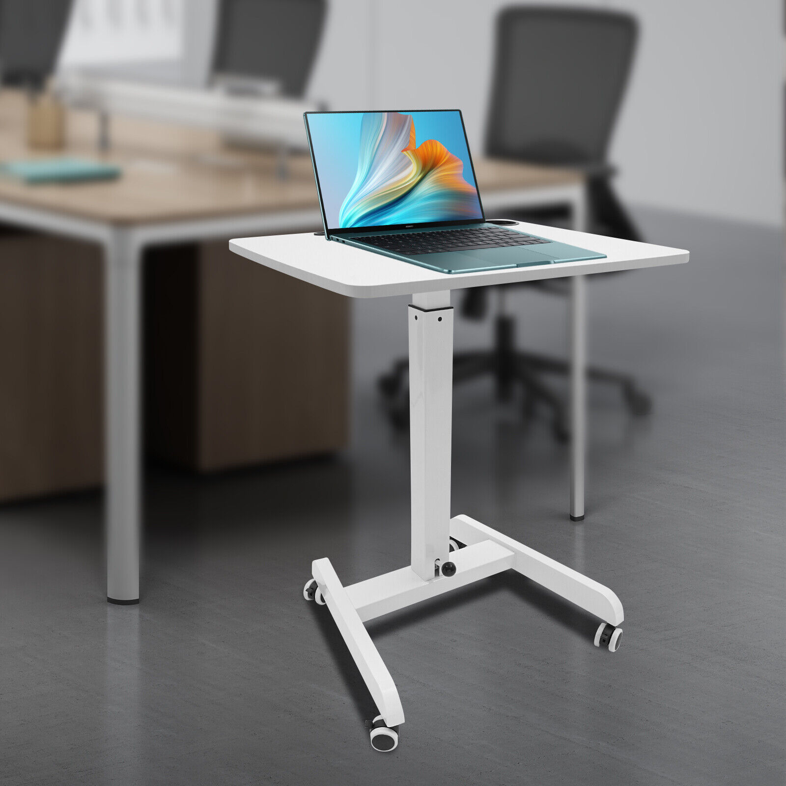 Adjustable-Height Lectern Mobile Standing Desk Portable Podium Rolling ...