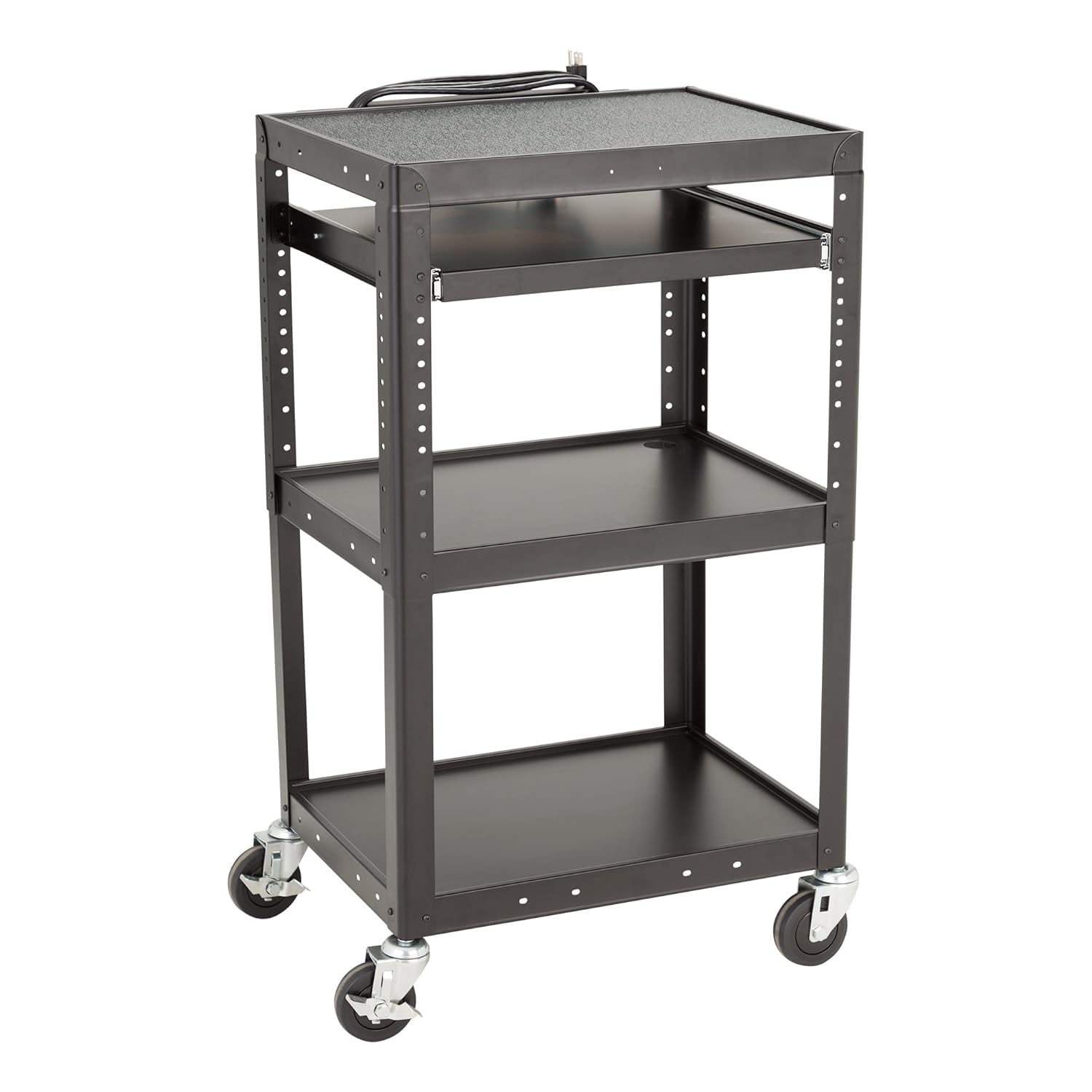 Adjustable Height Metal AV Cart with Electric Power & Sliding Tray, NOR ...