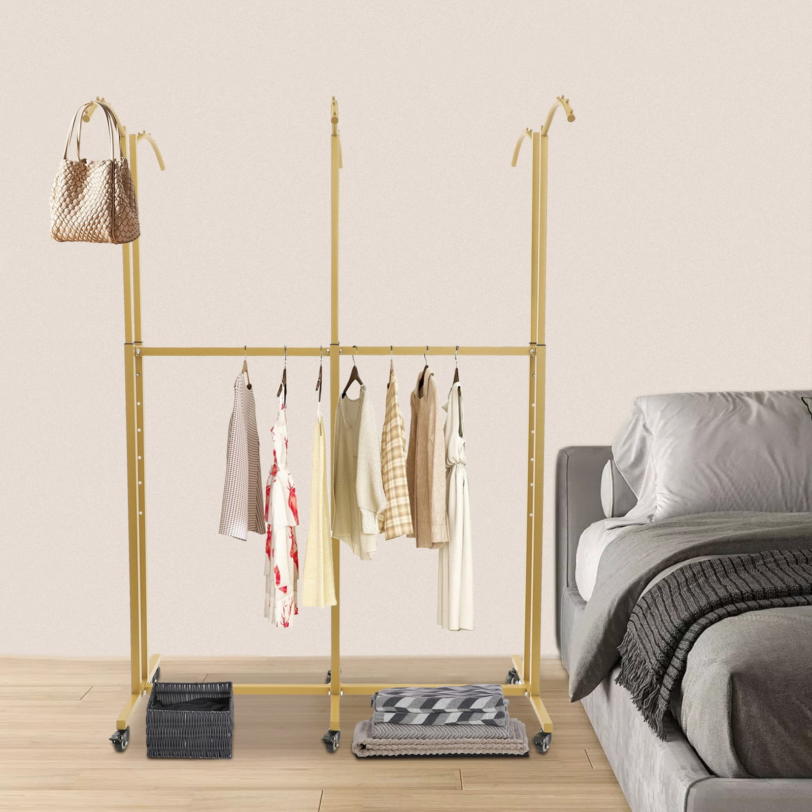 Adjustable Height Metal Clothing Rack, 6 Arms Garment Display Rack with ...