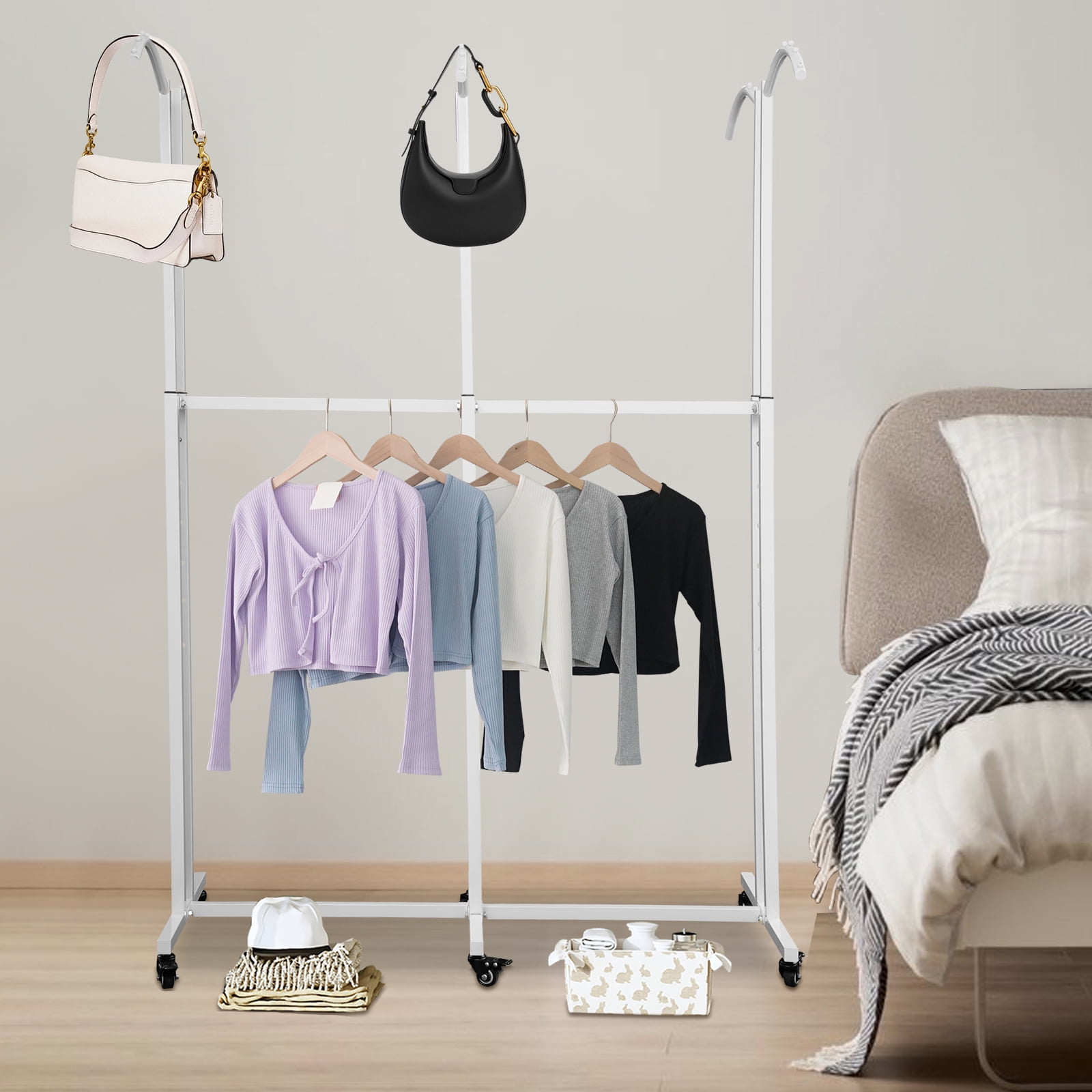 Adjustable Height Metal Clothing Rack, 6 Arms Garment Display Rack with ...