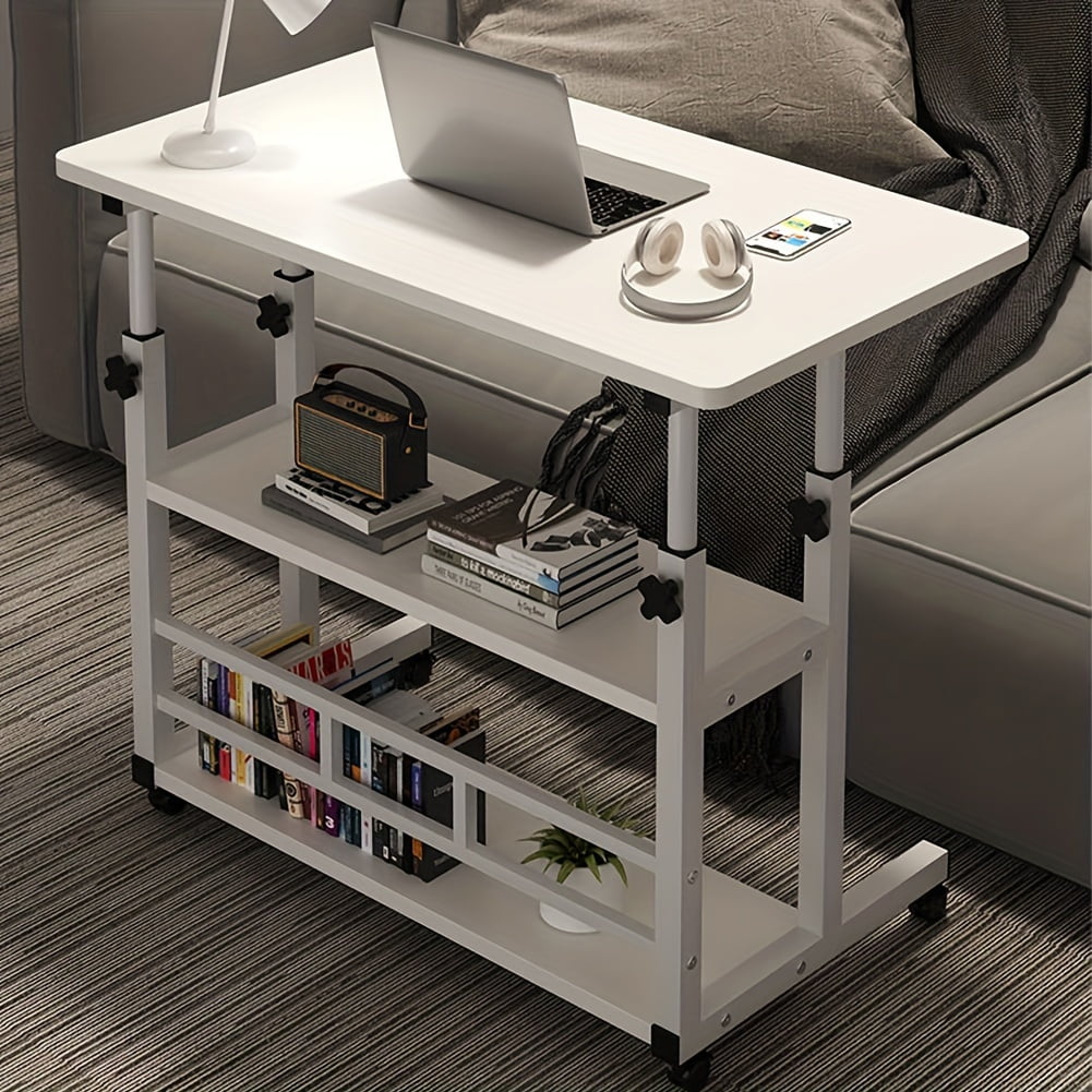 Adjustable Height Mobile Computer Desk for Small Space Rolling Writing ...