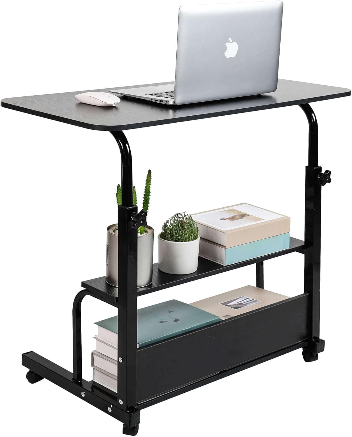 Adjustable Height Mobile Computer Desk for Small Space Rolling Writing ...