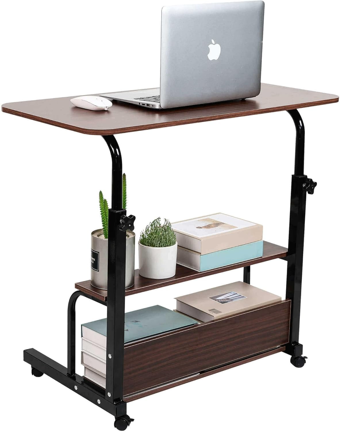 Adjustable Height Mobile Computer Desk for Small Space Rolling Writing ...