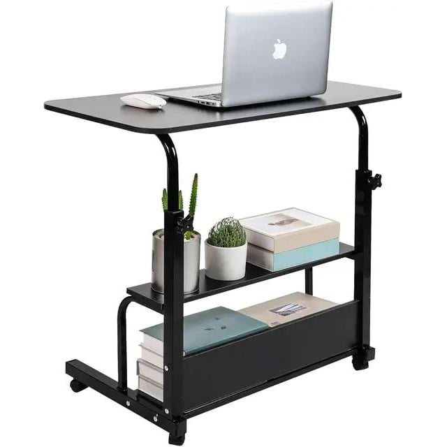 Adjustable Height Mobile Computer Desk for Small Space Rolling Writing ...