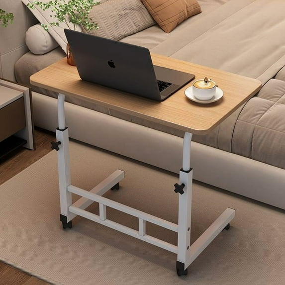 Adjustable Height Mobile Lift Table, Computer Desk with Wheels, Bedside ...