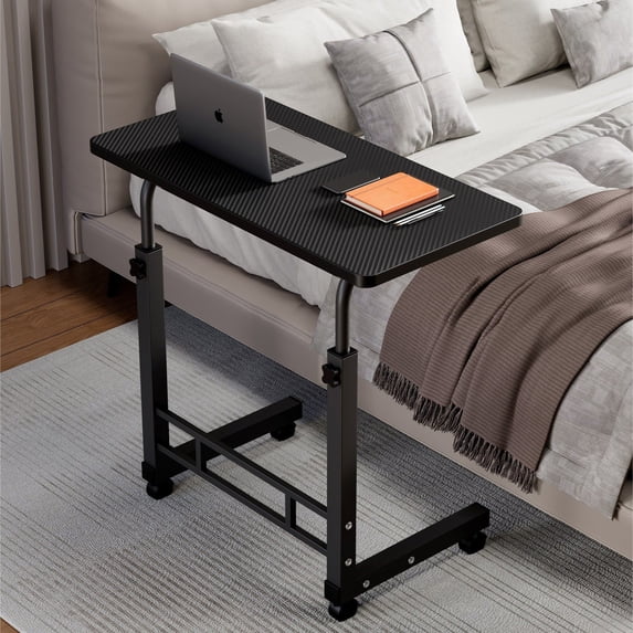 Adjustable Height Mobile Lift Table with Wheels, Bedside Sofa Side Desk ...