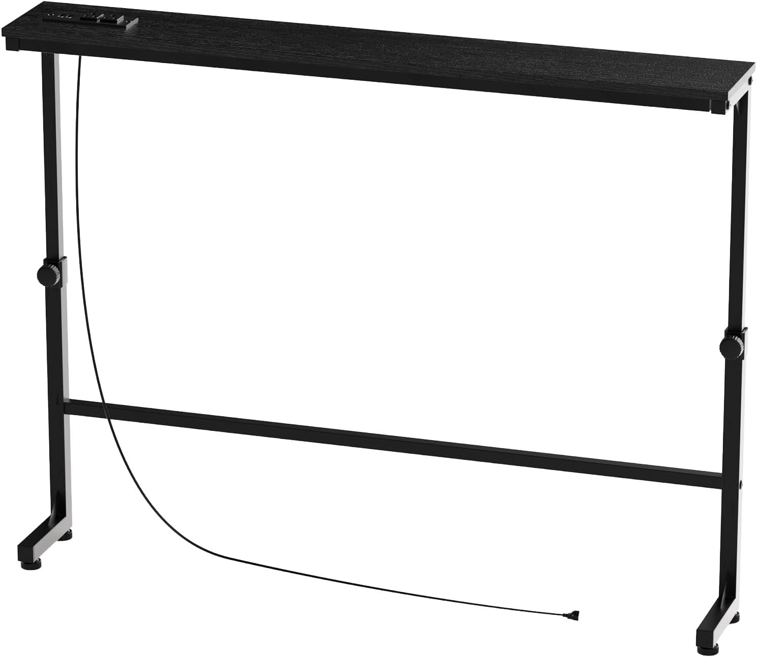 Adjustable Height Narrow Console Table with 2 Power Outlets, 39.4" Long ...