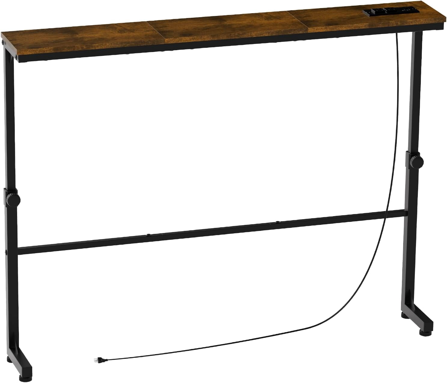 Adjustable Height Narrow Console Table with 2 Power Outlets, 39.4