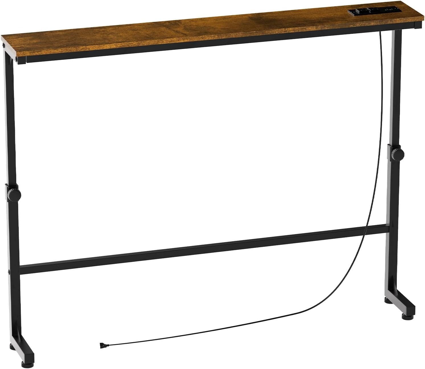 Adjustable Height Narrow Console Table with 2 Power Outlets, 39.4" Long ...