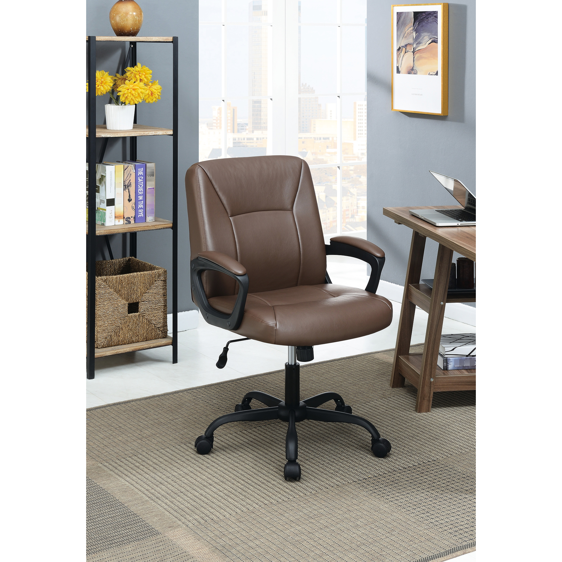 Padded Office Chair In Brown For A Productive Day Adjustable Height ...