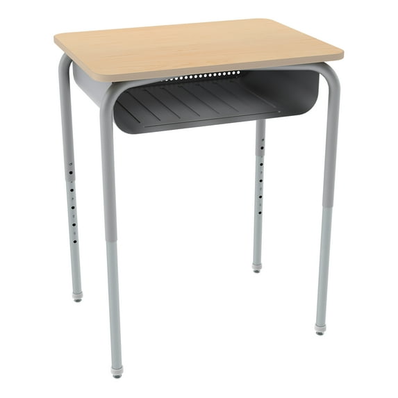 Adjustable Height Open Front Student School Desk with Metal Book Box ...