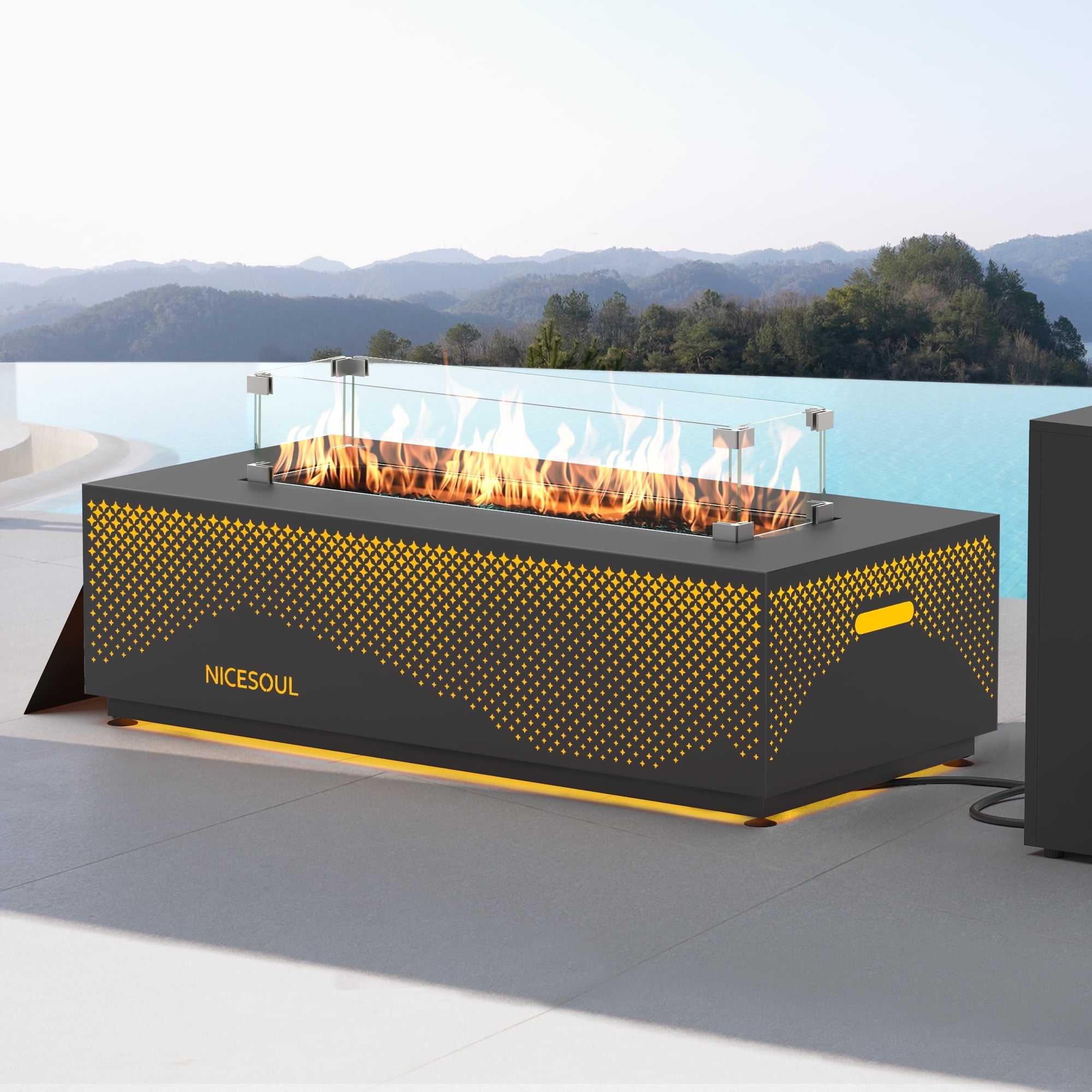 RADIATA 42" Propane Fire Pit Table for Patio, Rectangular Outdoor Gas ...