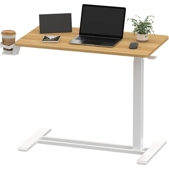 Adjustable Height Overbed Table with Gas Spring Lift Hidden Casters ...