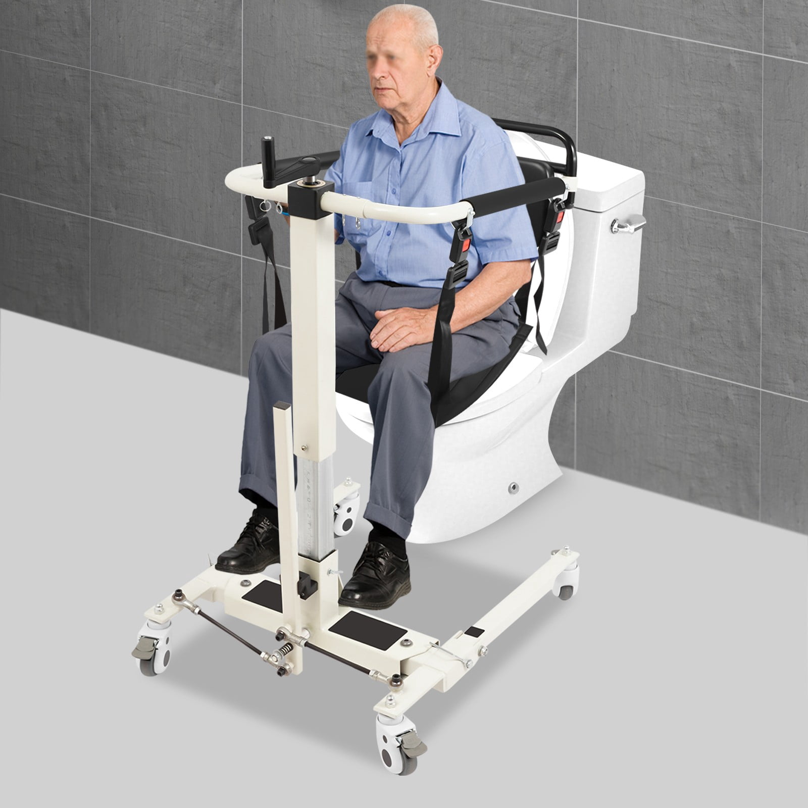 Adjustable Height Patient Transfer Chair with Commode Seat - Heavy Duty ...