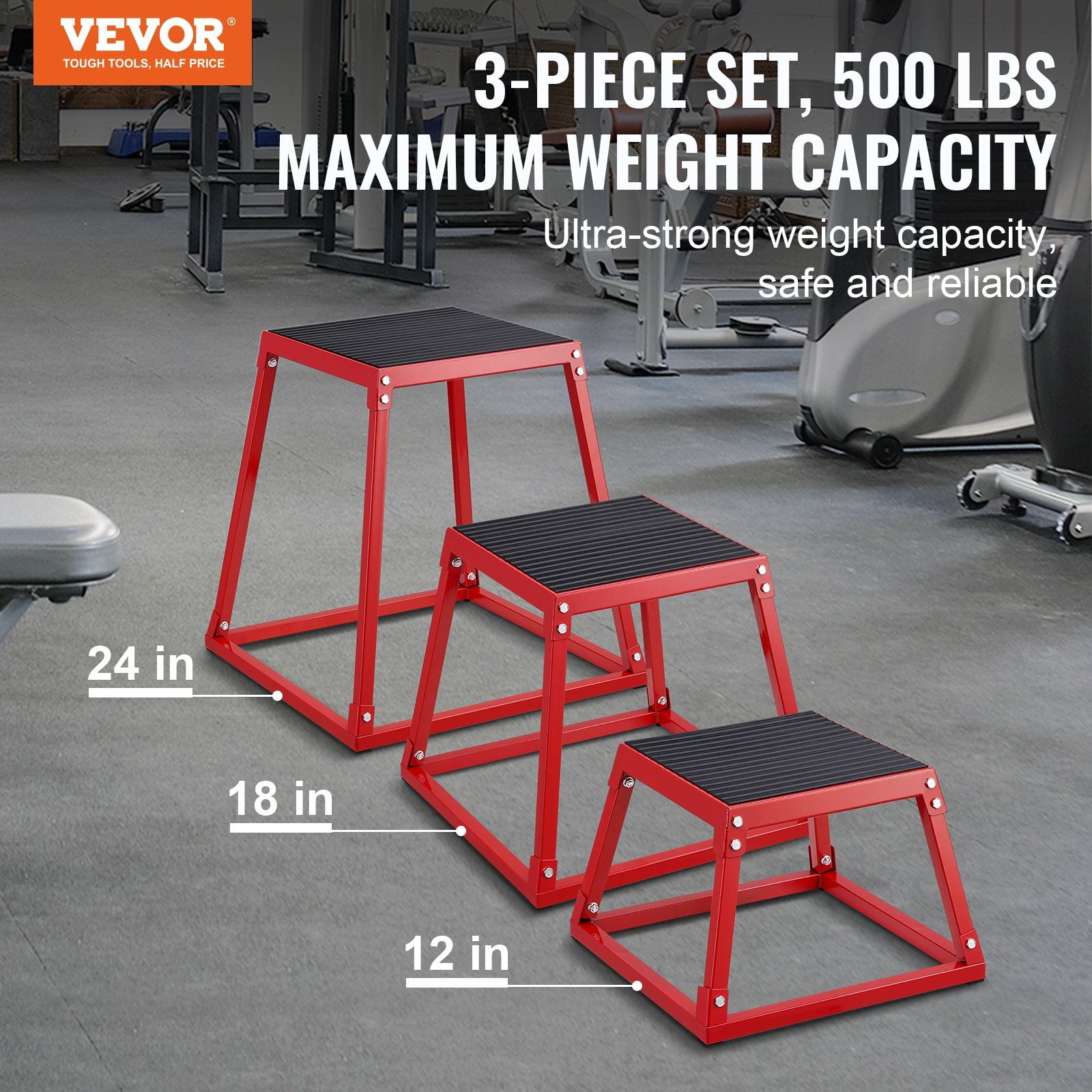 Adjustable Height Plyo Box (12/18/24 Inch) - Sturdy Jump Platform for ...