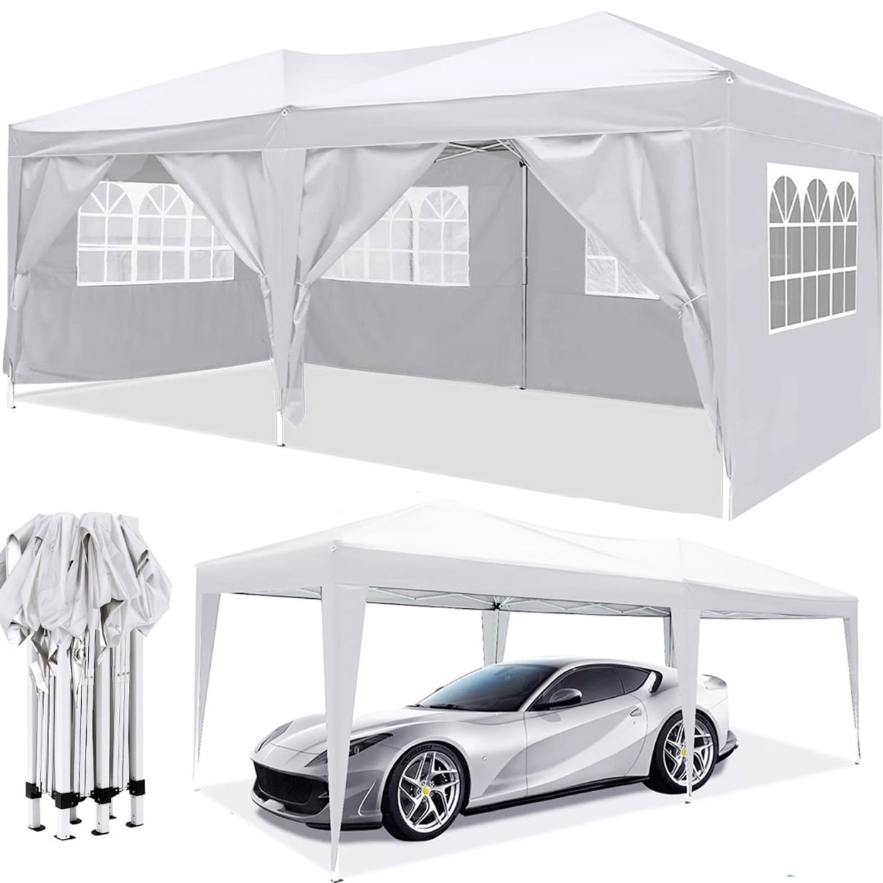 Adjustable Height Portable Pop up Canopy, Metal Outdoor Canopy with ...