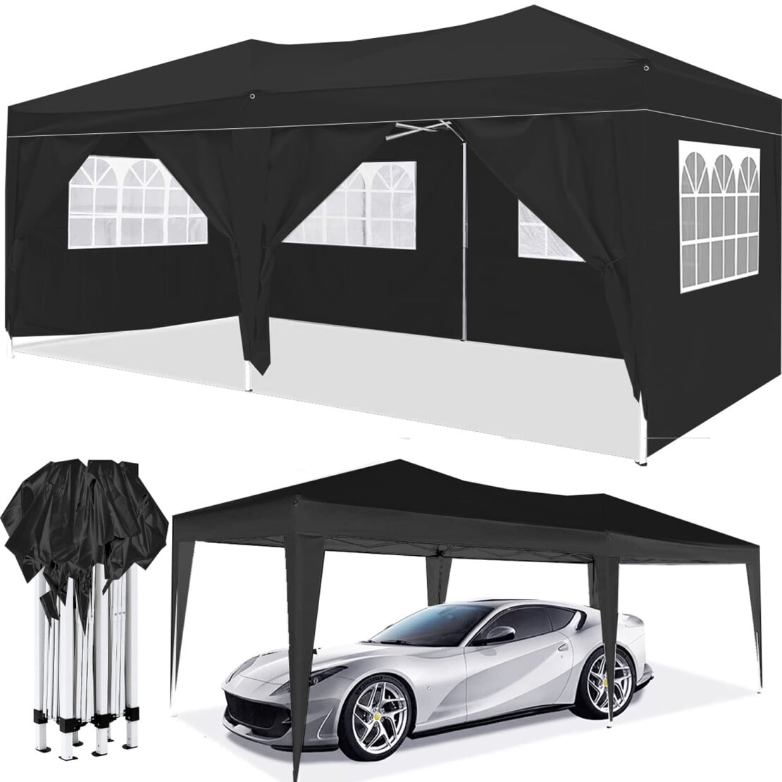 Adjustable Height Portable Pop up Canopy, Metal Outdoor Canopy with ...