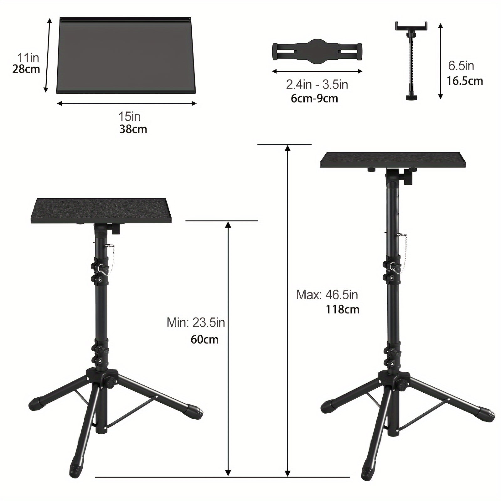 Adjustable Height Projector & Laptop Tripod Stand - Heavy-Duty Metal ...