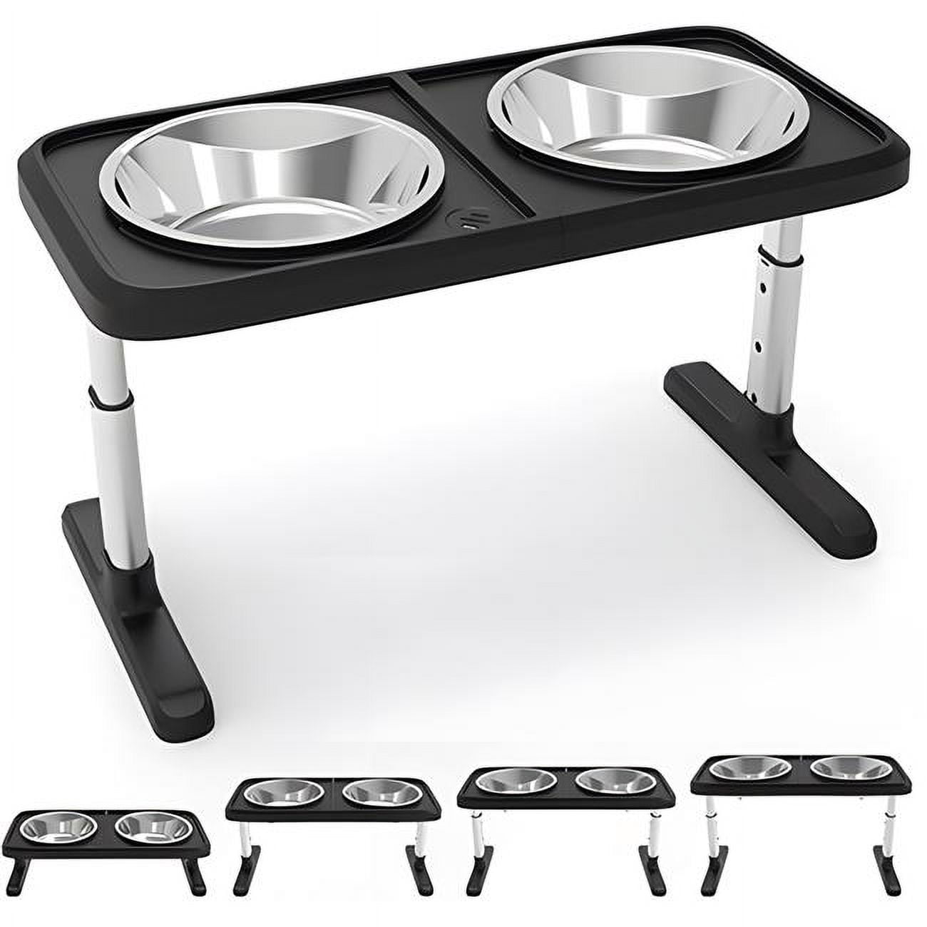 Adjustable Height Raised Pet Stand Feeder with 2 Stainless Steel Bowls ...