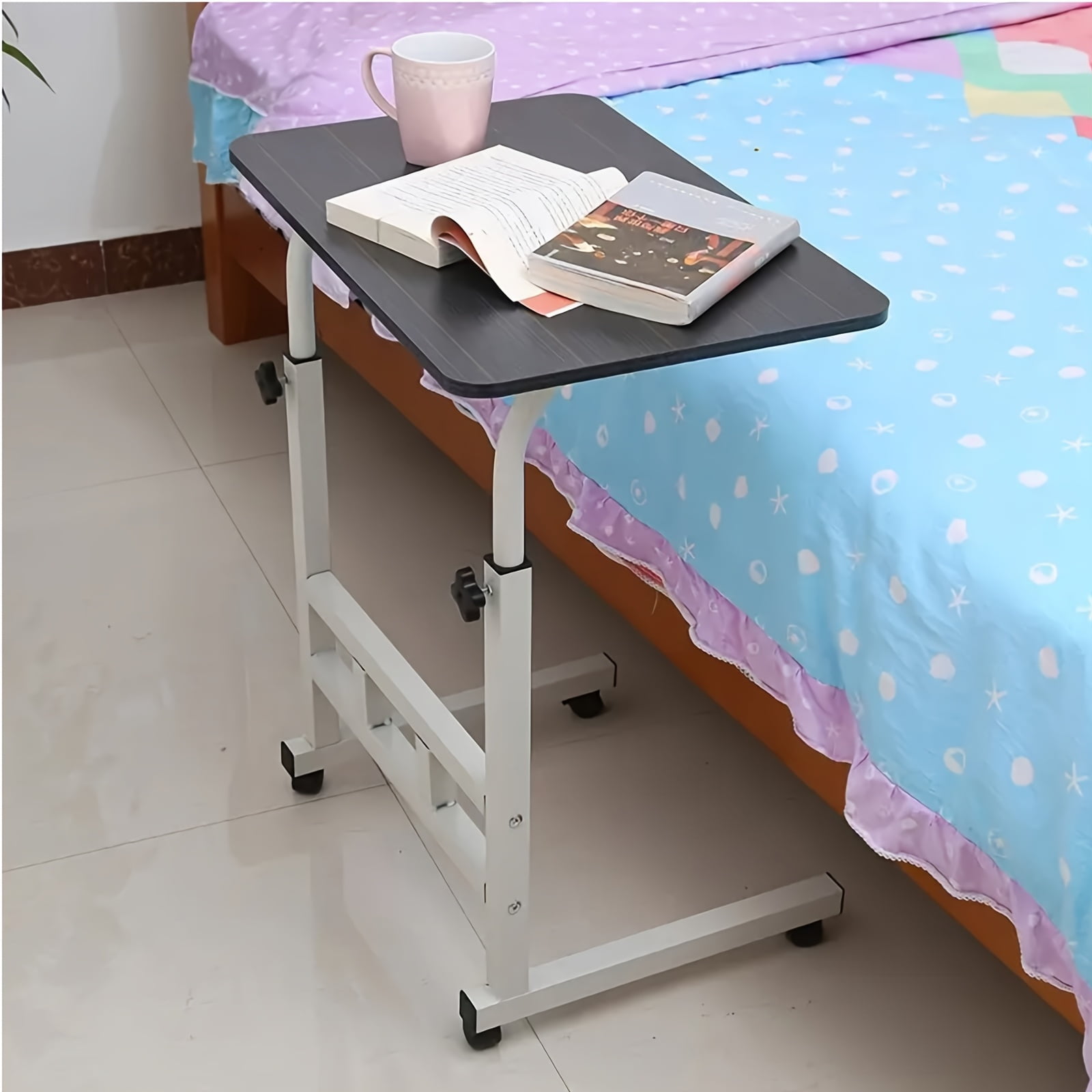 Adjustable Height Rolling C-Table with Wheels, Mobile Bedside & Sofa ...