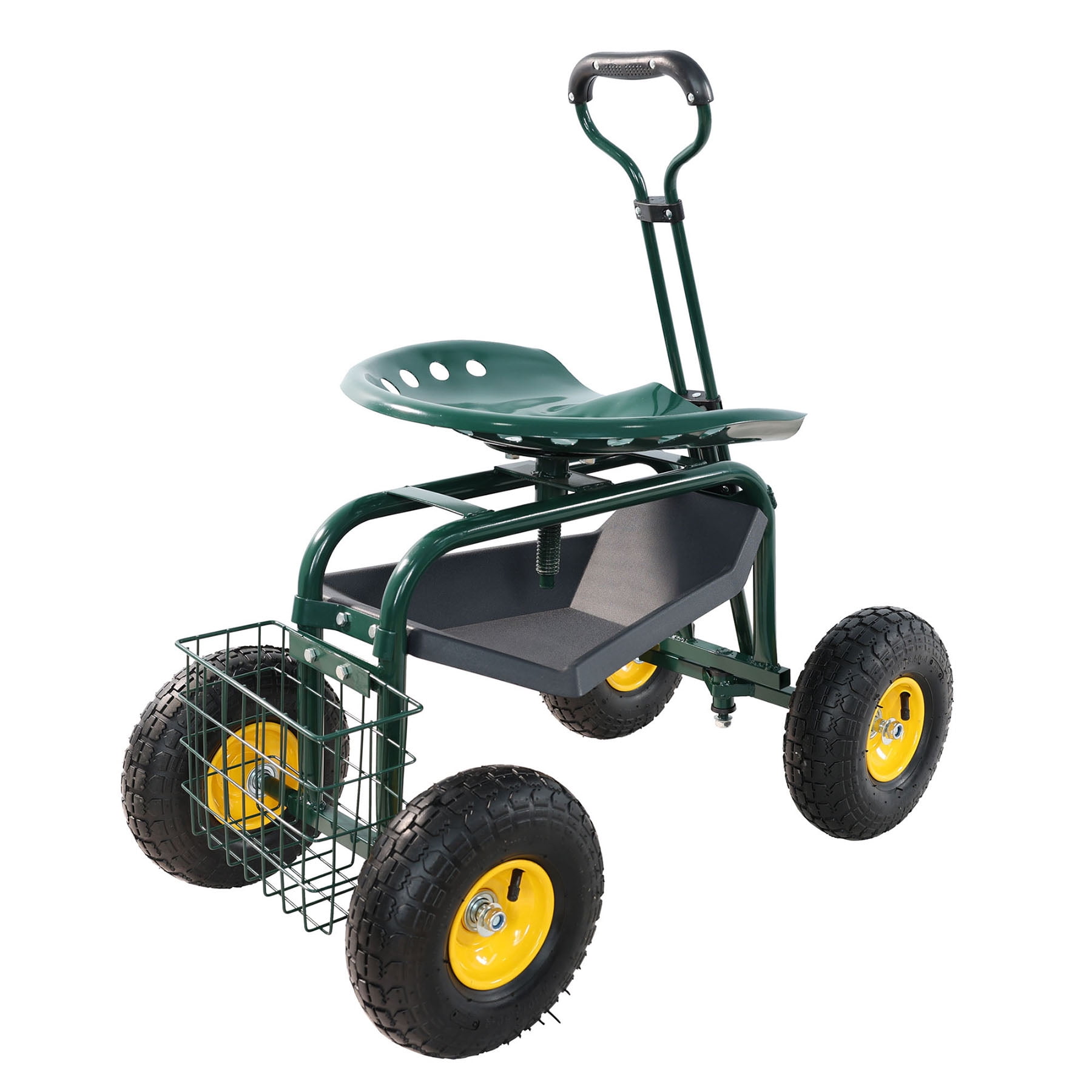 Adjustable Height Rolling Garden Cart Scooter with 360-Degree Seat and ...