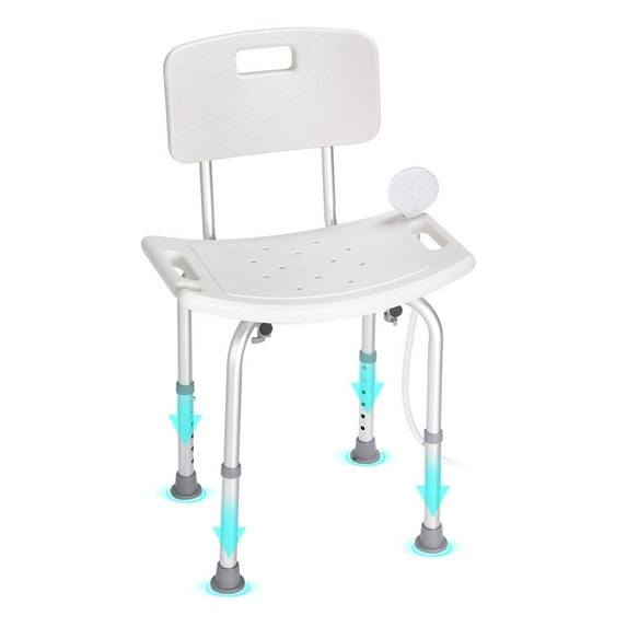 Adjustable Height Shower Chair with Back 350 lbs Capacity Non-Slip ...