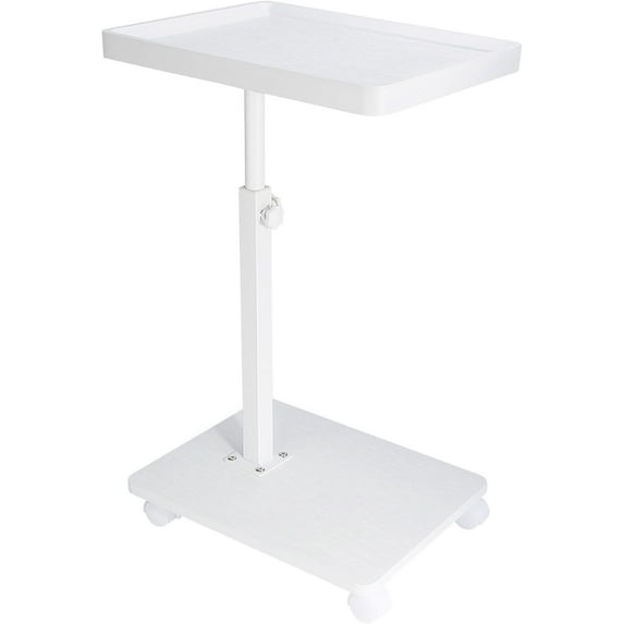 Adjustable Height Side Table with Universal Wheels, Durable MDF Top and ...