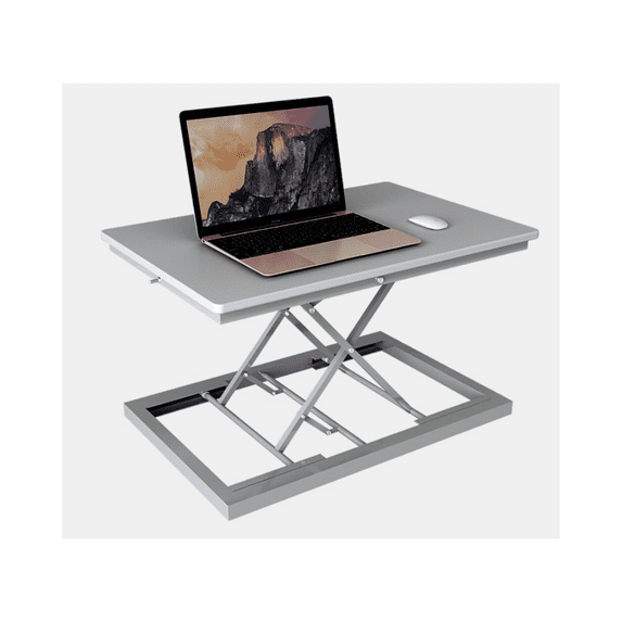 Adjustable Height Sit Stand Gray Ergonomic Desk Monitor Riser Converter ...