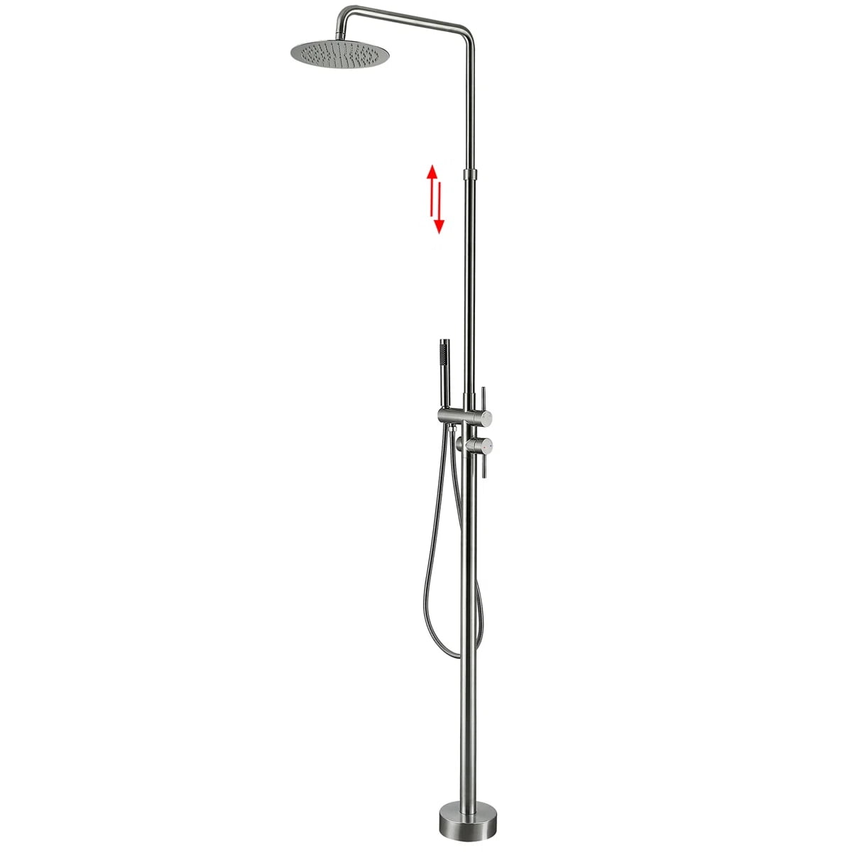 Adjustable Height Stainless Steel Freestanding Outdoor Shower for ...