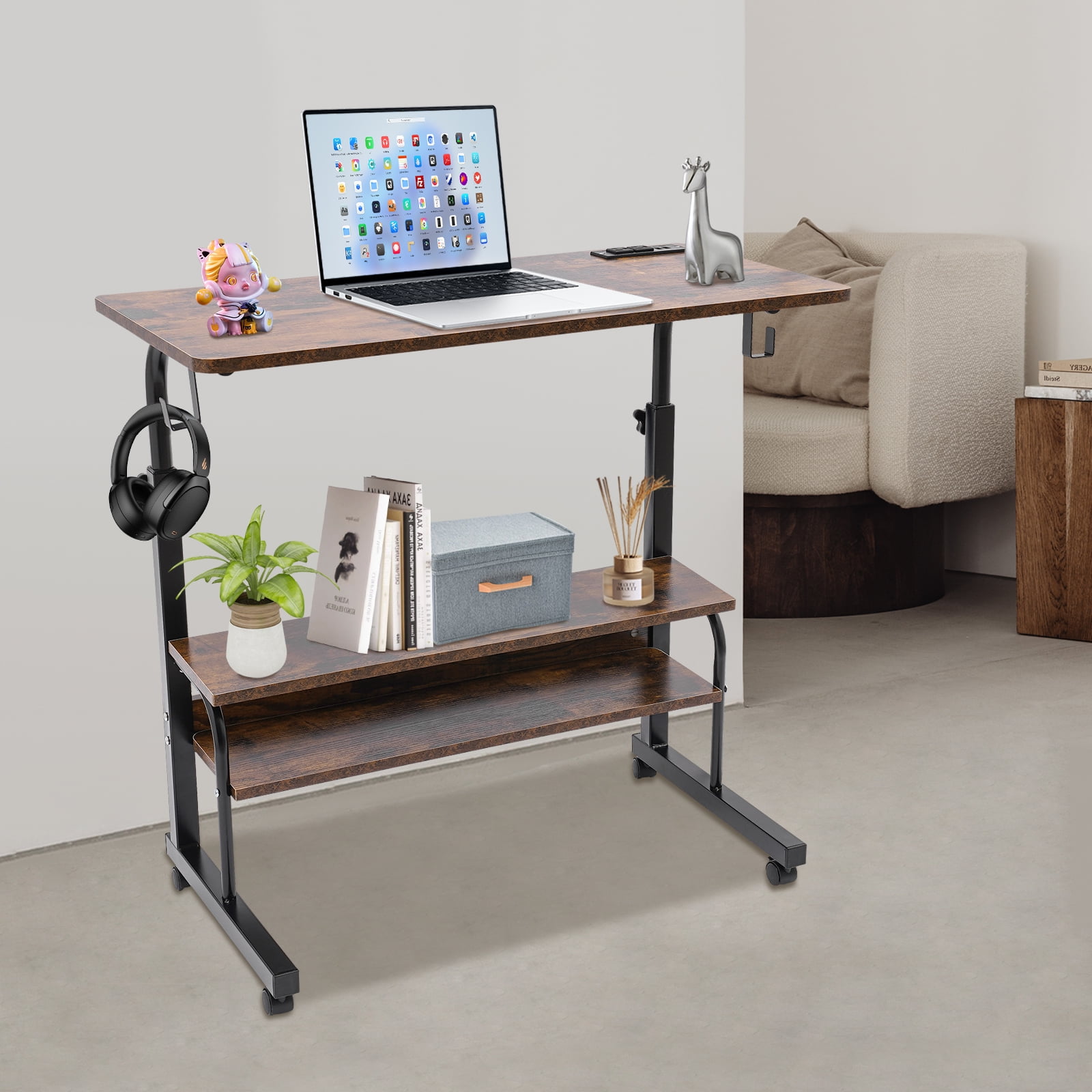 Adjustable Height Standing Desk, 3 Tiers Computer Desk, Laptop Desk ...