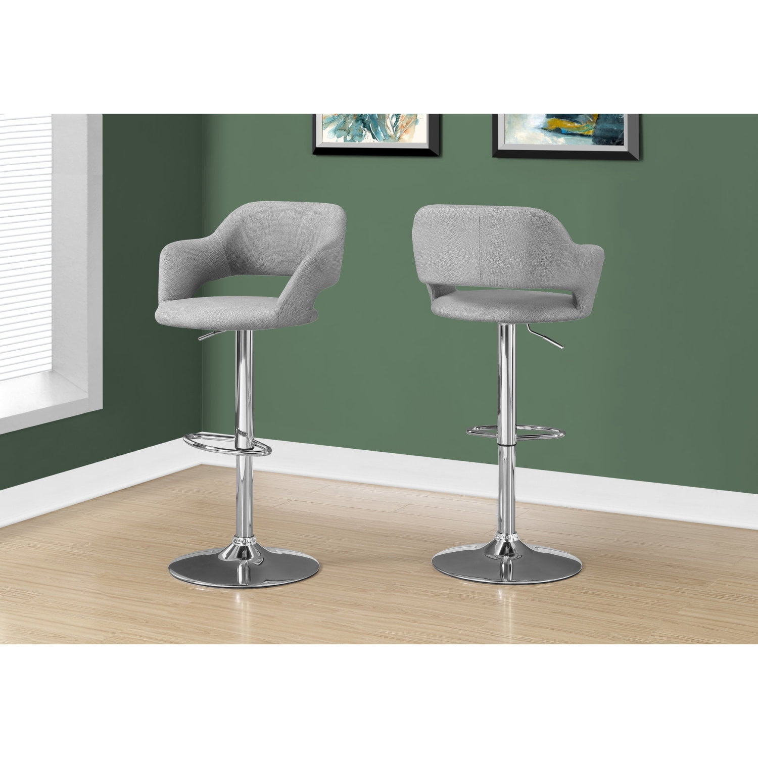 Adjustable Height Stool with Chrome Base and Grey Fabric - Walmart.com