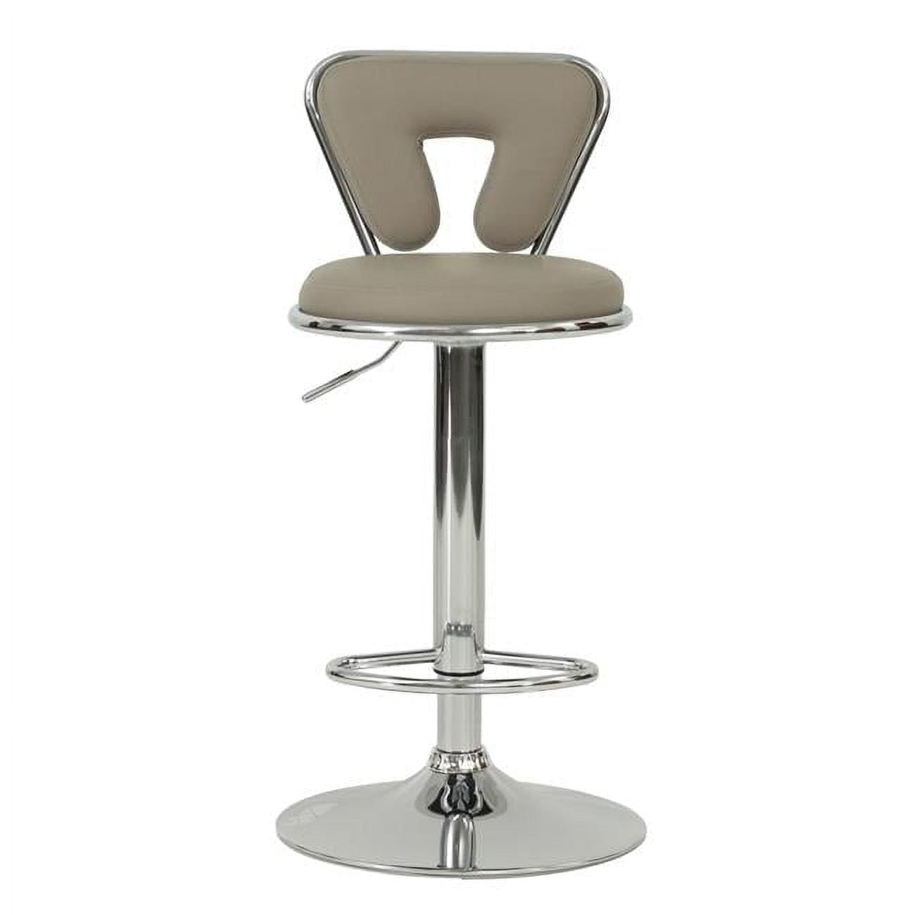 Adjustable Height & Swivel Barstool in Gray Faux Leather - Set of 2 ...