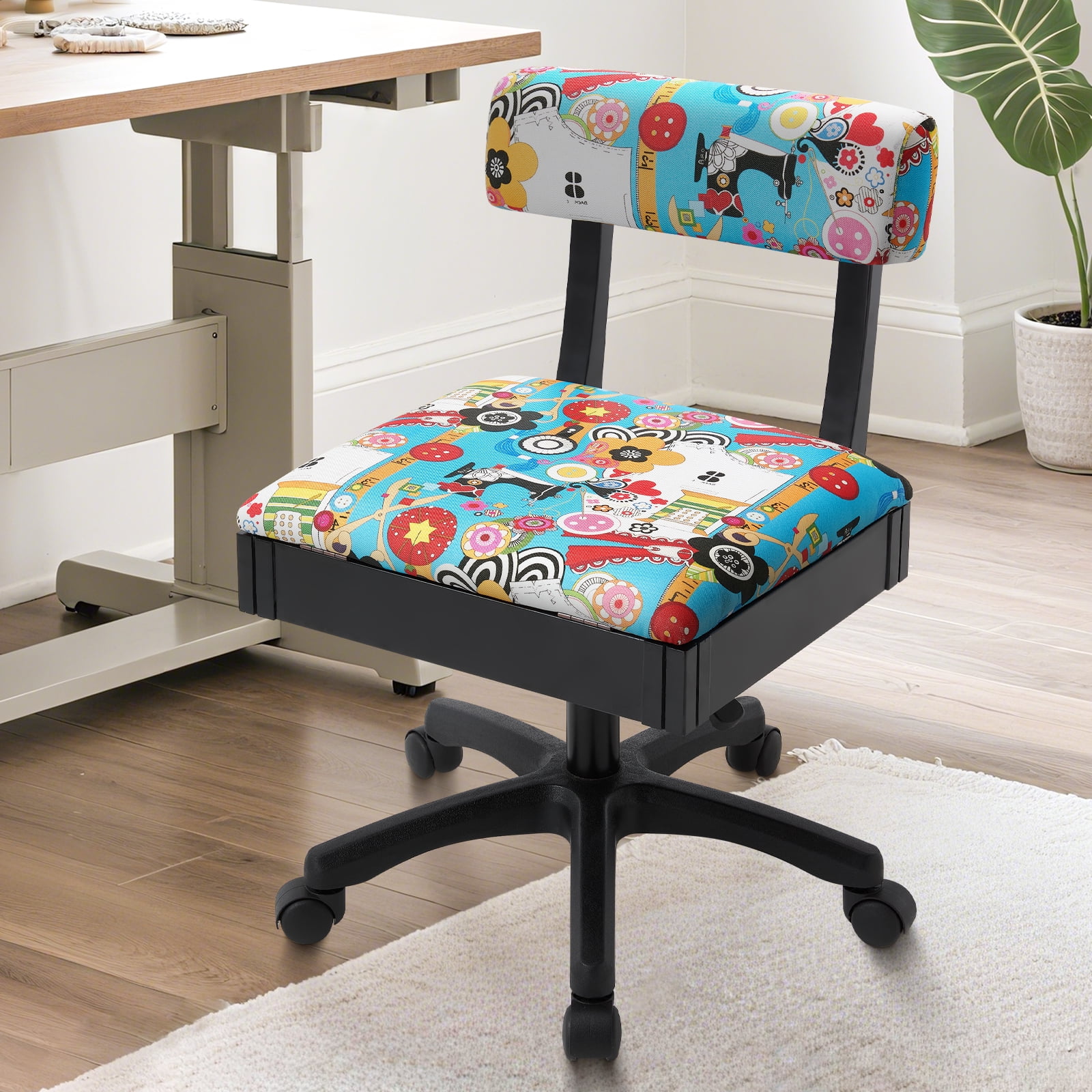 Adjustable Height Swivel Sewing and Craft Chair, Multiple Fabric ...