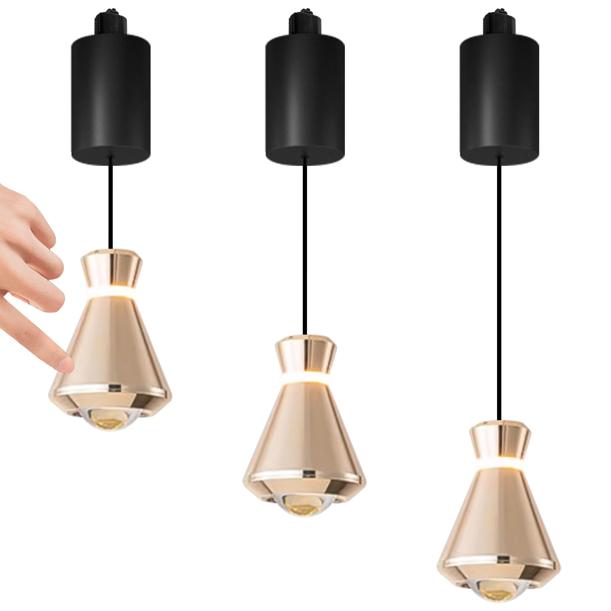 Adjustable Height Touch Control Track Pendnat Light H-Type Retractable Lift Track LED Macaron ...