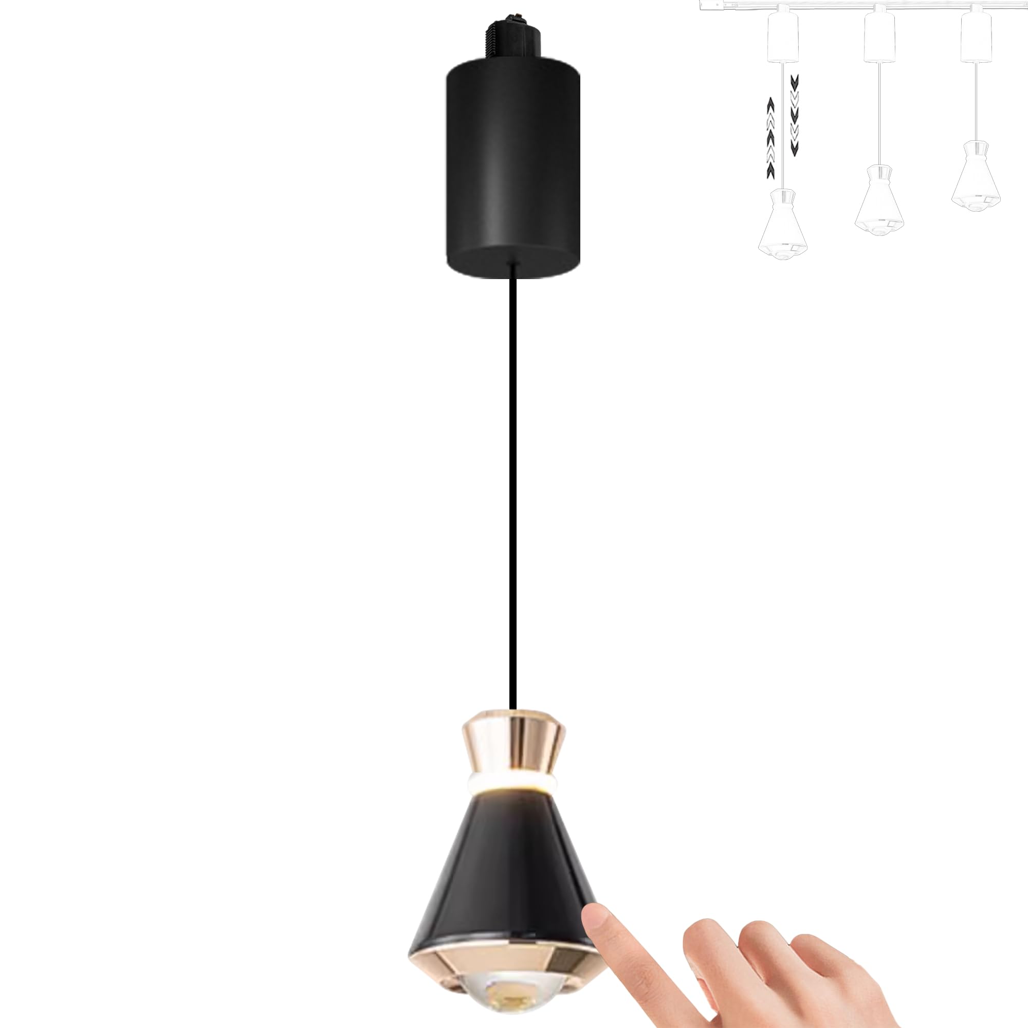 Adjustable Height Touch Control Track Pendnat Light H-Type Retractable ...