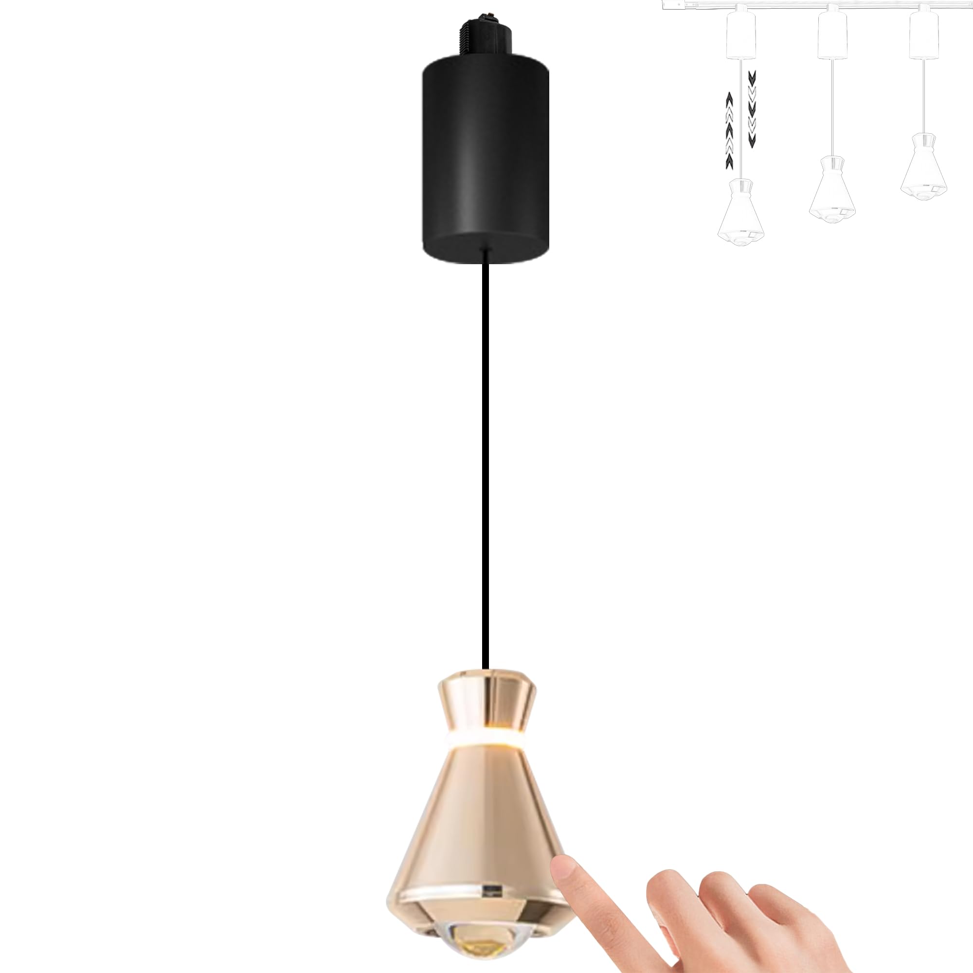 Adjustable Height Touch Control Track Pendnat Light J-Type Retractable ...