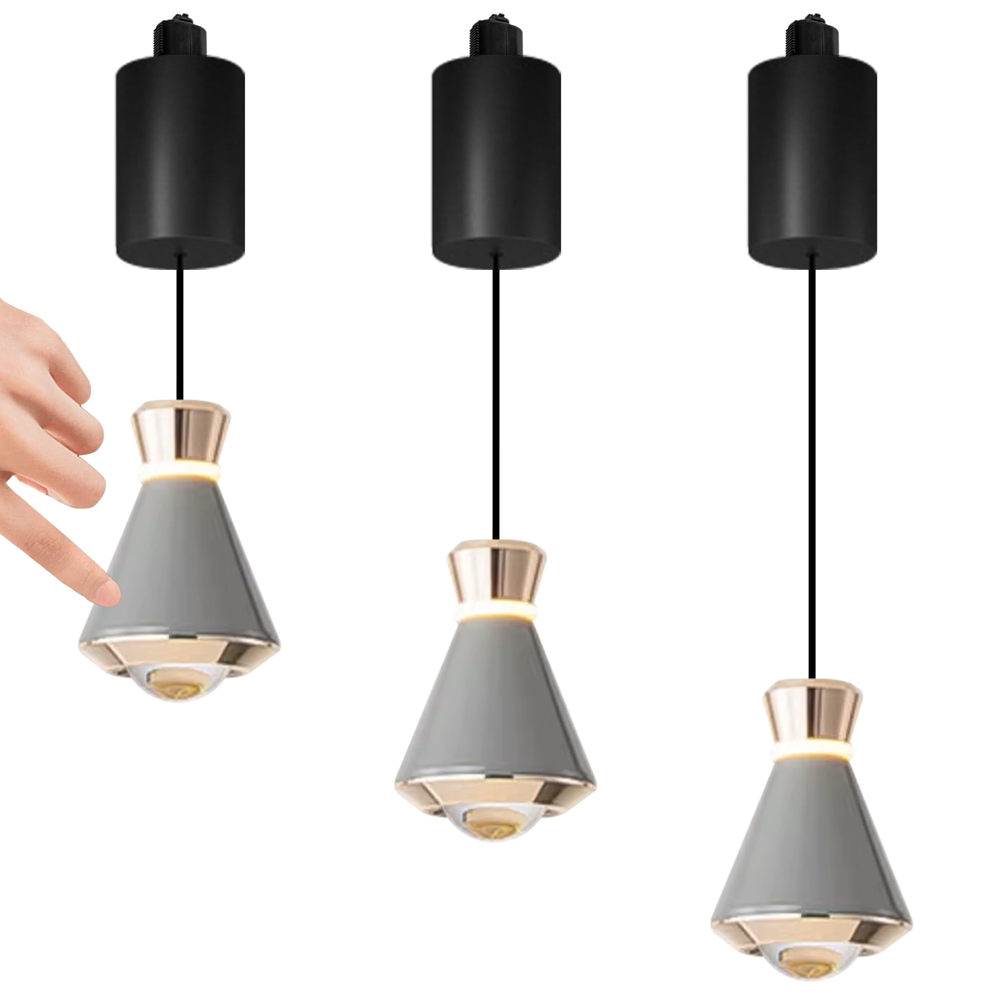 Adjustable Height Touch Control Track Pendnat Light J-Type Retractable ...