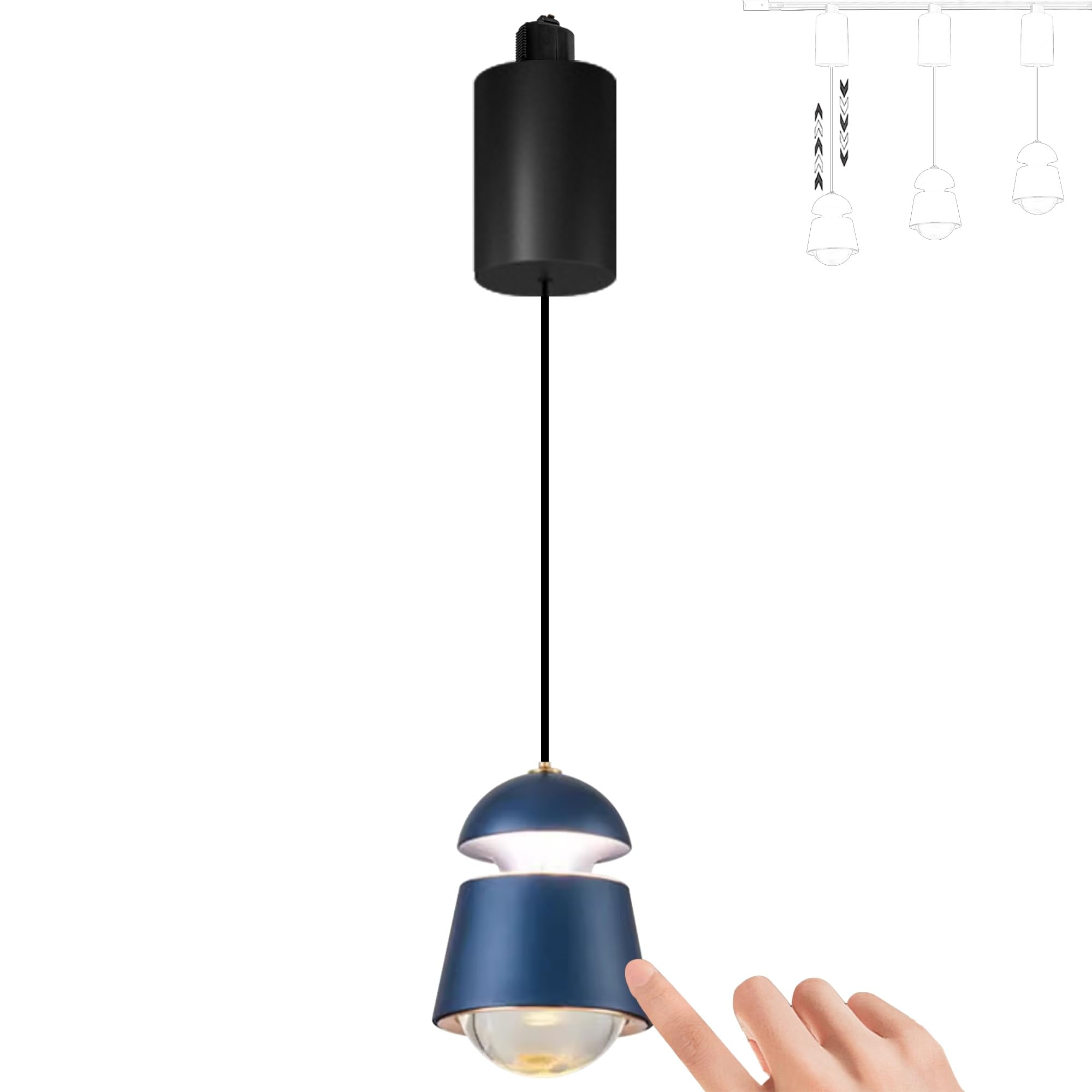 Adjustable Height Track Pendnat Light H-Type Retractable Lift Track LED Touch Control Macaron ...