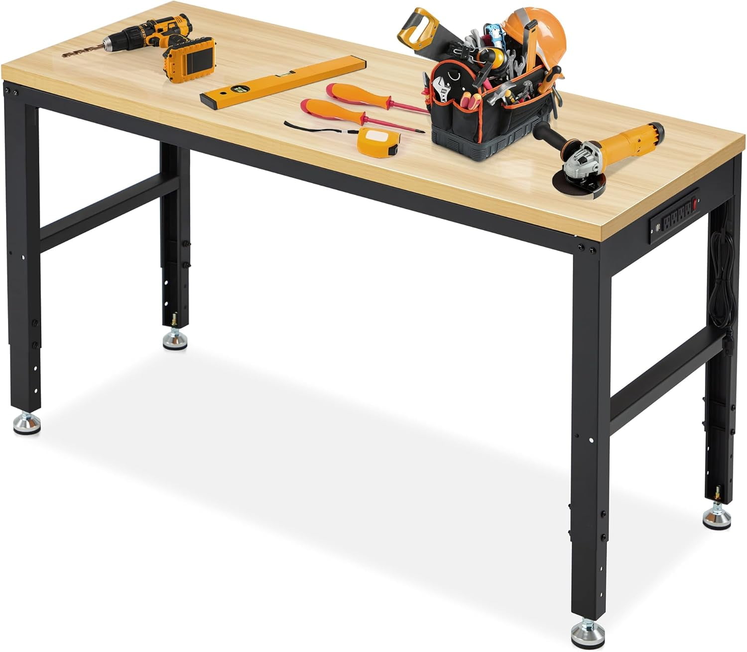 Adjustable Height Wood Workbench, 60" L X 24" W 2000 Lbs Capacity Heavy ...