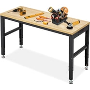 48'' Heavy Duty Workbench, Wood Workstation Table with Metal Frame ...