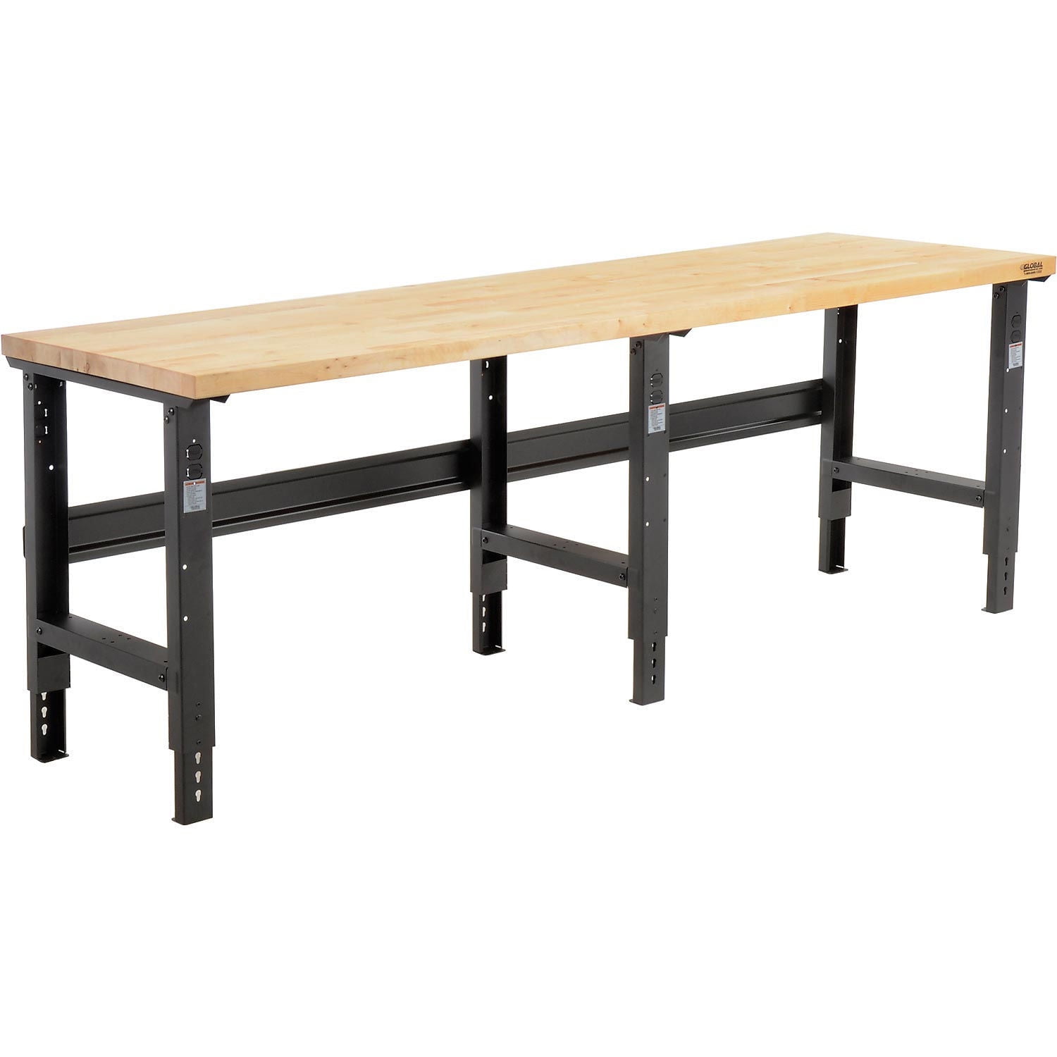 Adjustable Height Workbench C-Channel Leg, 96"W x 30"D, 1-3/4" Birch ...